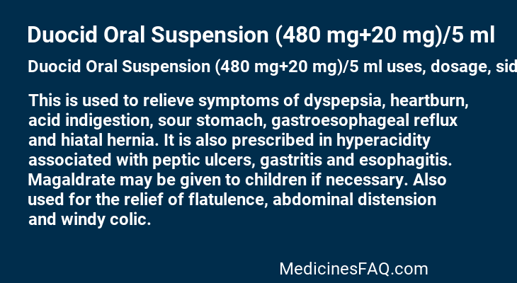 Duocid Oral Suspension 480 Mg20 Mg5 Ml Uses Dosage Side Effects